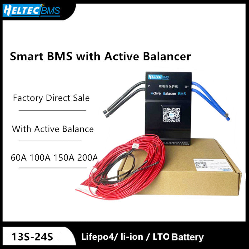 Smart BMS 100A 200A 1A/2A Active Balance 13S~24S Battery Protection Bo ...
